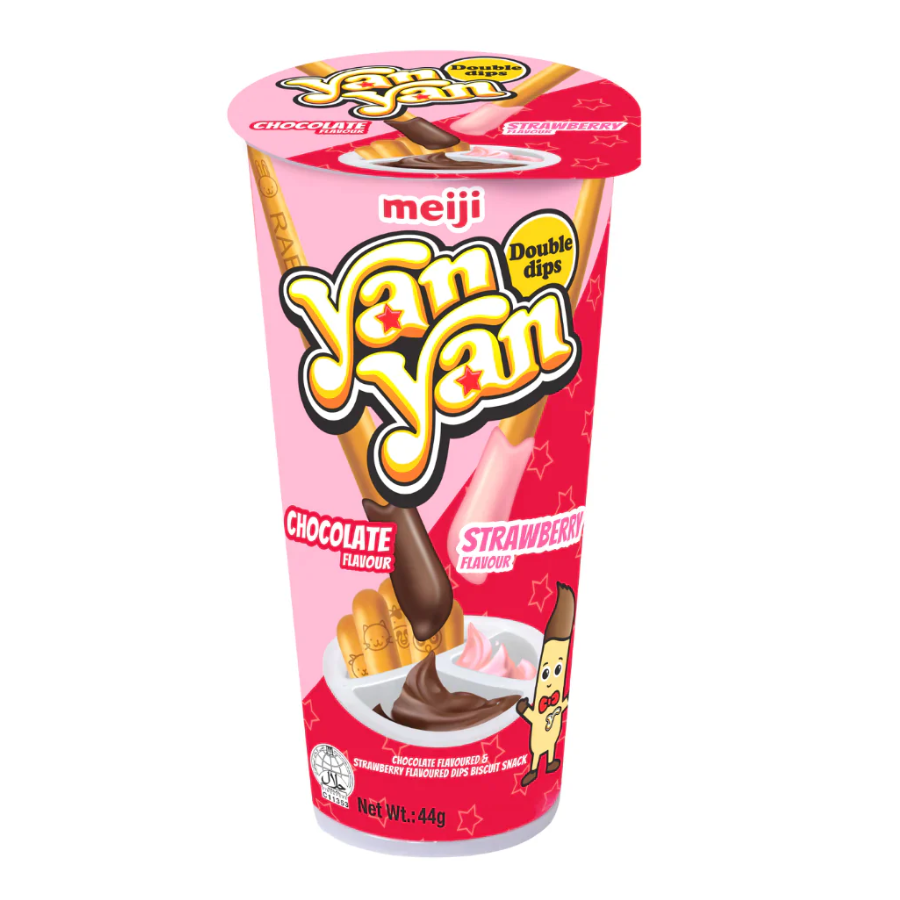 Meiji Yan Yan Chocolate & Strawberry Flavoured Snack 44g – Just Go Shop