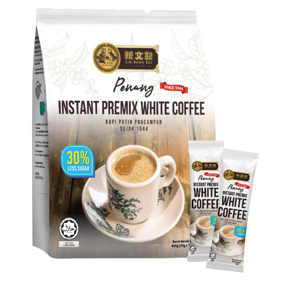 Sin Boon Kee Penang Instant Premix White Coffee (with Less Sugar) 12x3 ...