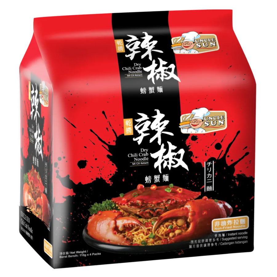 Uncle Sun Dry Chilli Crab Noodles 4x110g Pack – Just Go Shop